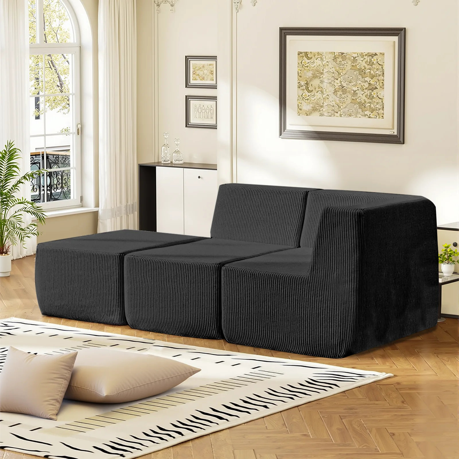 Latitude Run® Indoor Sectional Couch With L-shape Chaise Modern Comfy ...