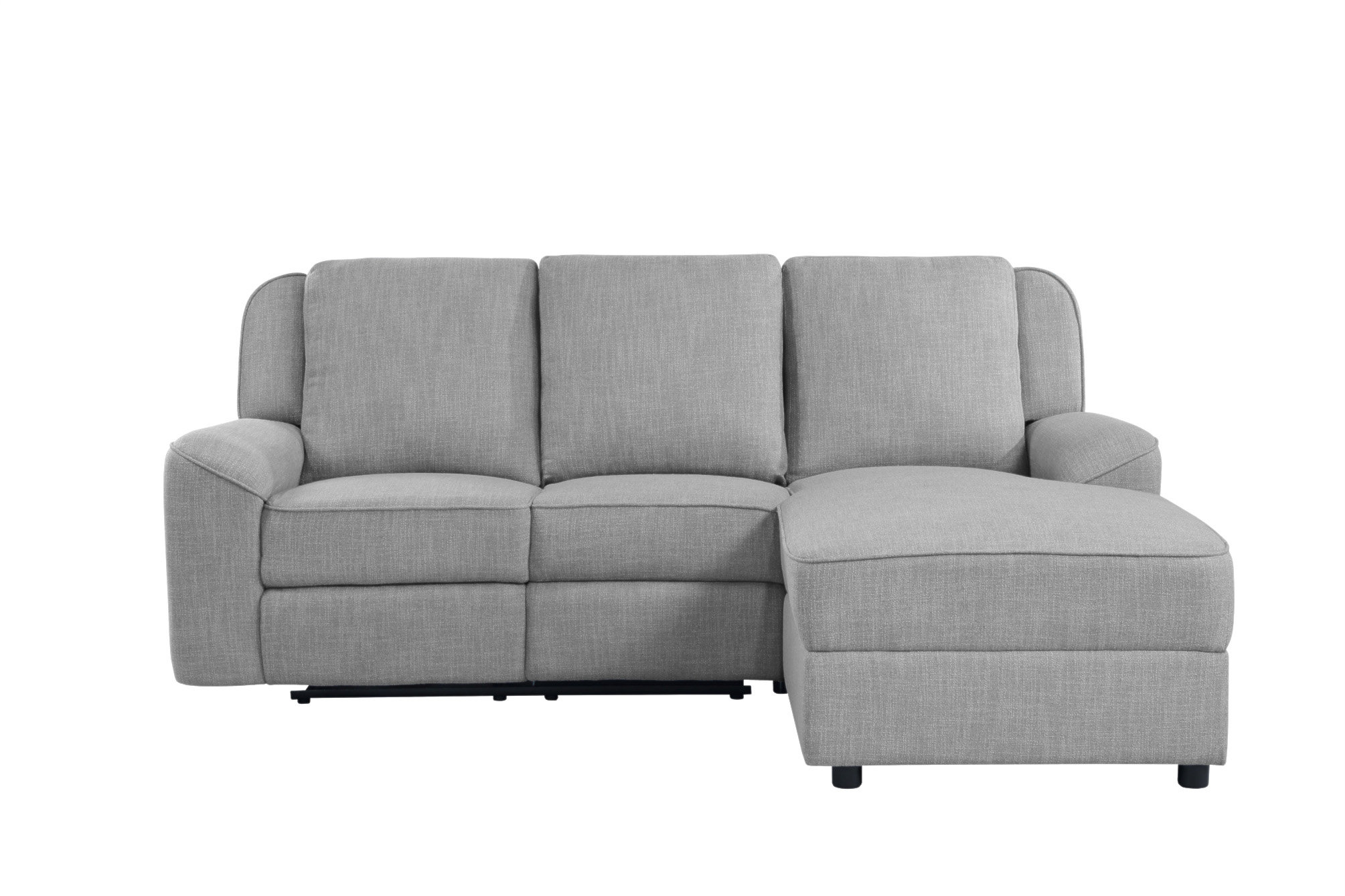 Latitude Run® Destiny Gray Linen Sectional Sofa With Dropdown Table ...