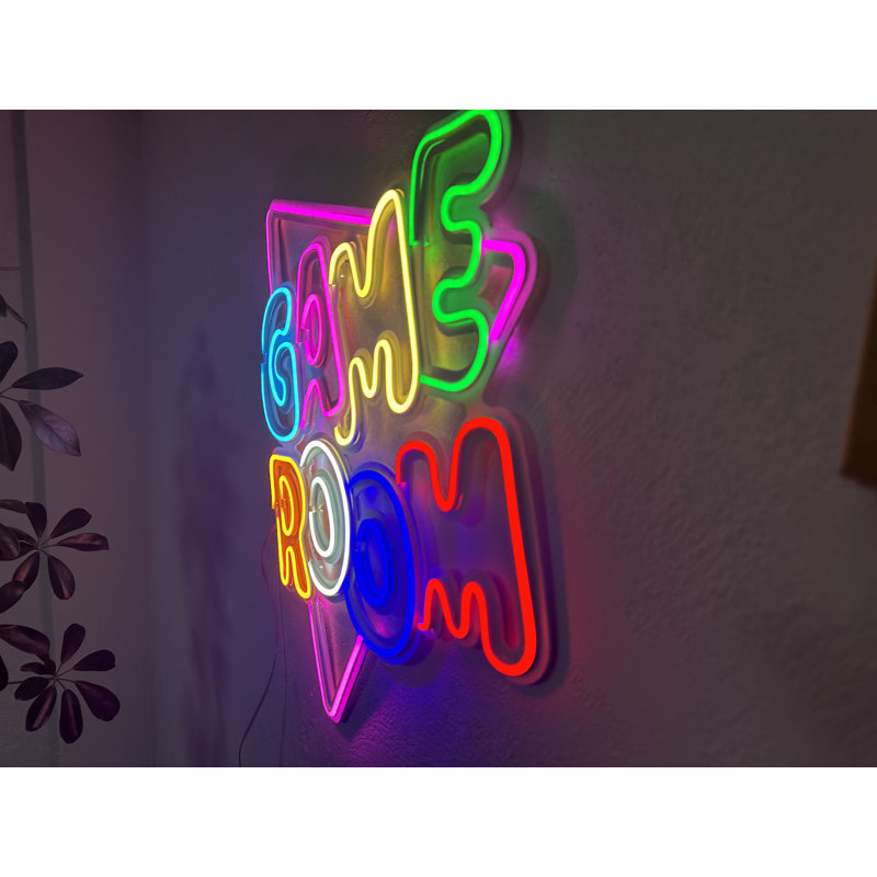 Trinx Game Room Metal Neon Sign, Neon Wall Decor, Game Room Neon Sign ...
