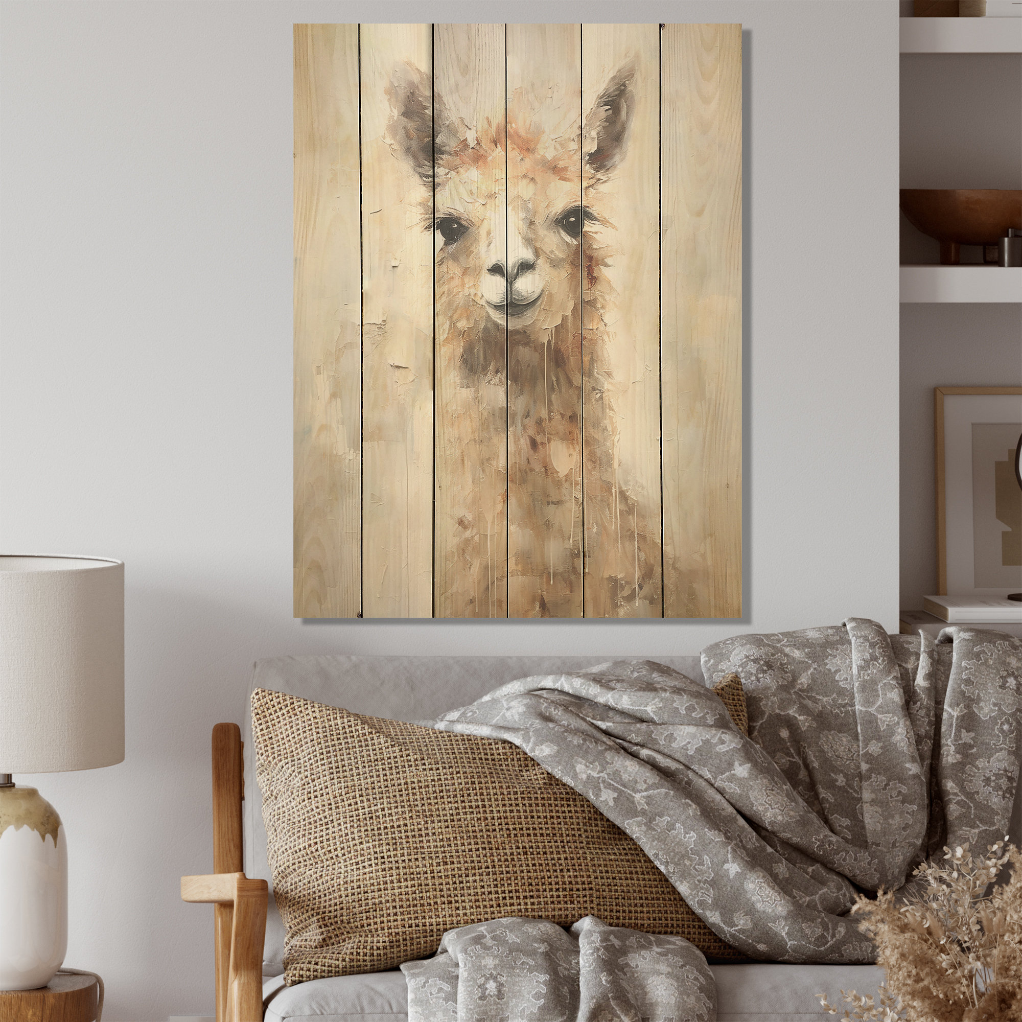 Ophelia & Co. Minimalism Grunge Alpaca Portrait - Alpacas Wood Wall Art ...