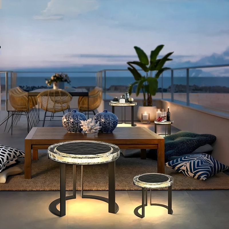 VIVZONE Solar Powered Integrated LED Floor Lamp End Table | Wayfair
