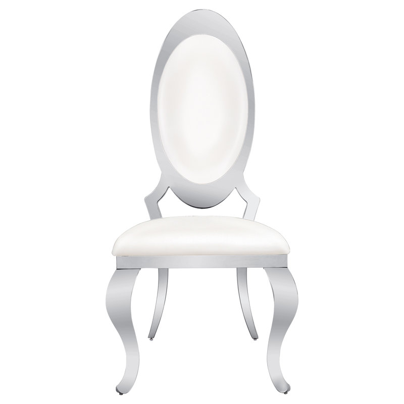 Rosdorf Park Ieso Stainless Steel Parsons Chair in White | Wayfair