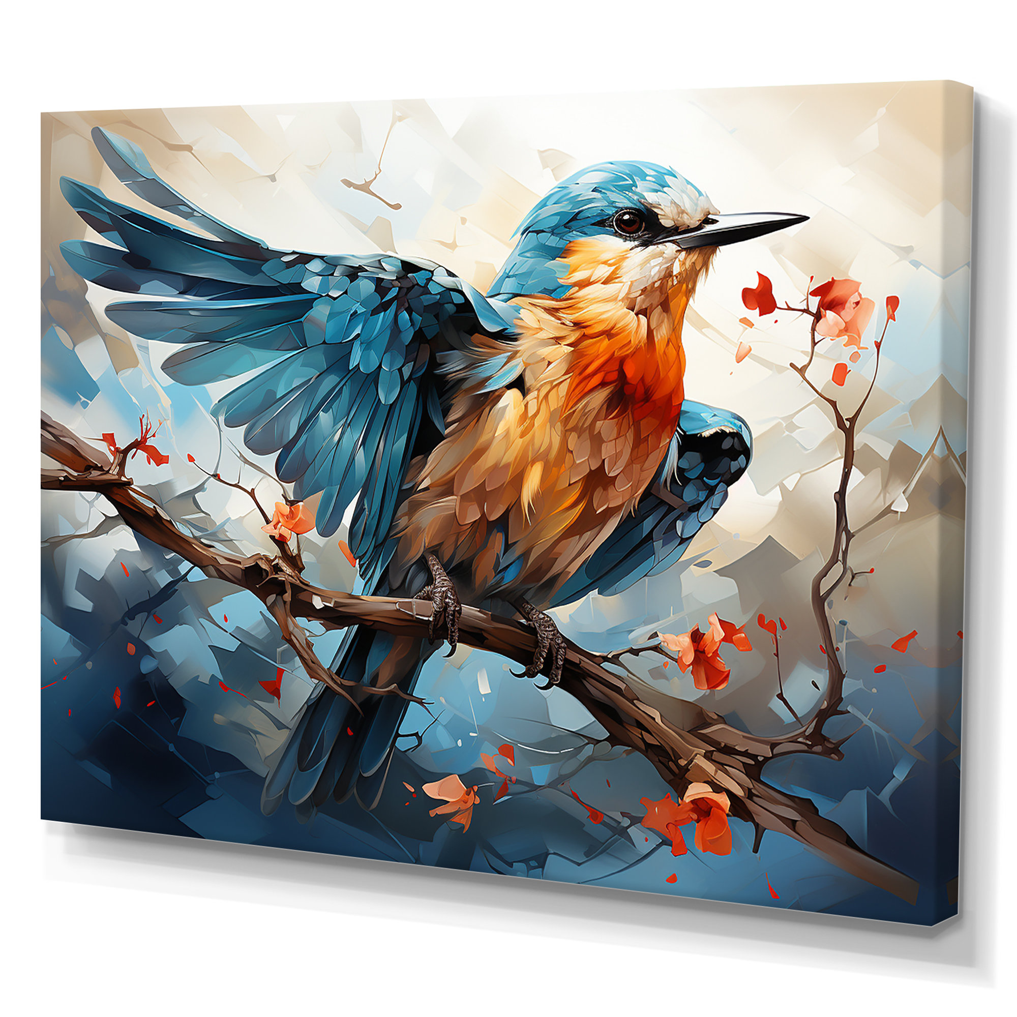 Design Art Geometric Birds In Cubist Skies I - Bird Canvas Wall Art ...