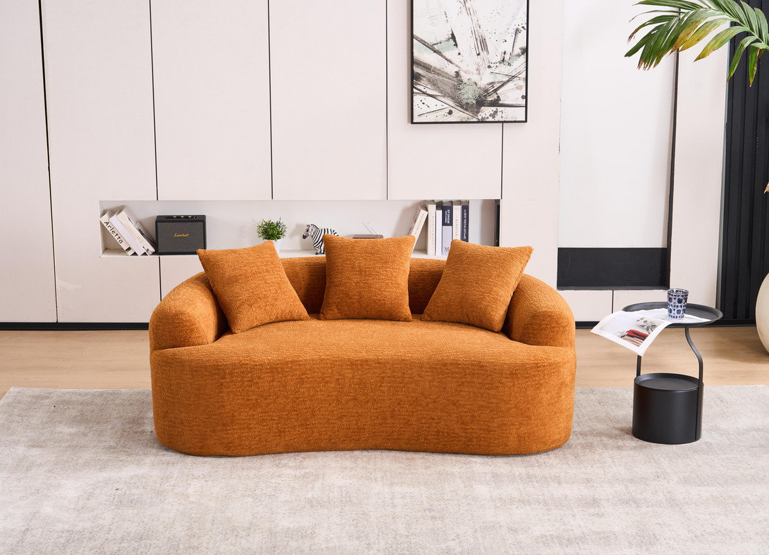 Brayden Studio Compression Sofa Double-seat sofa, Wood Grain Chenille ...