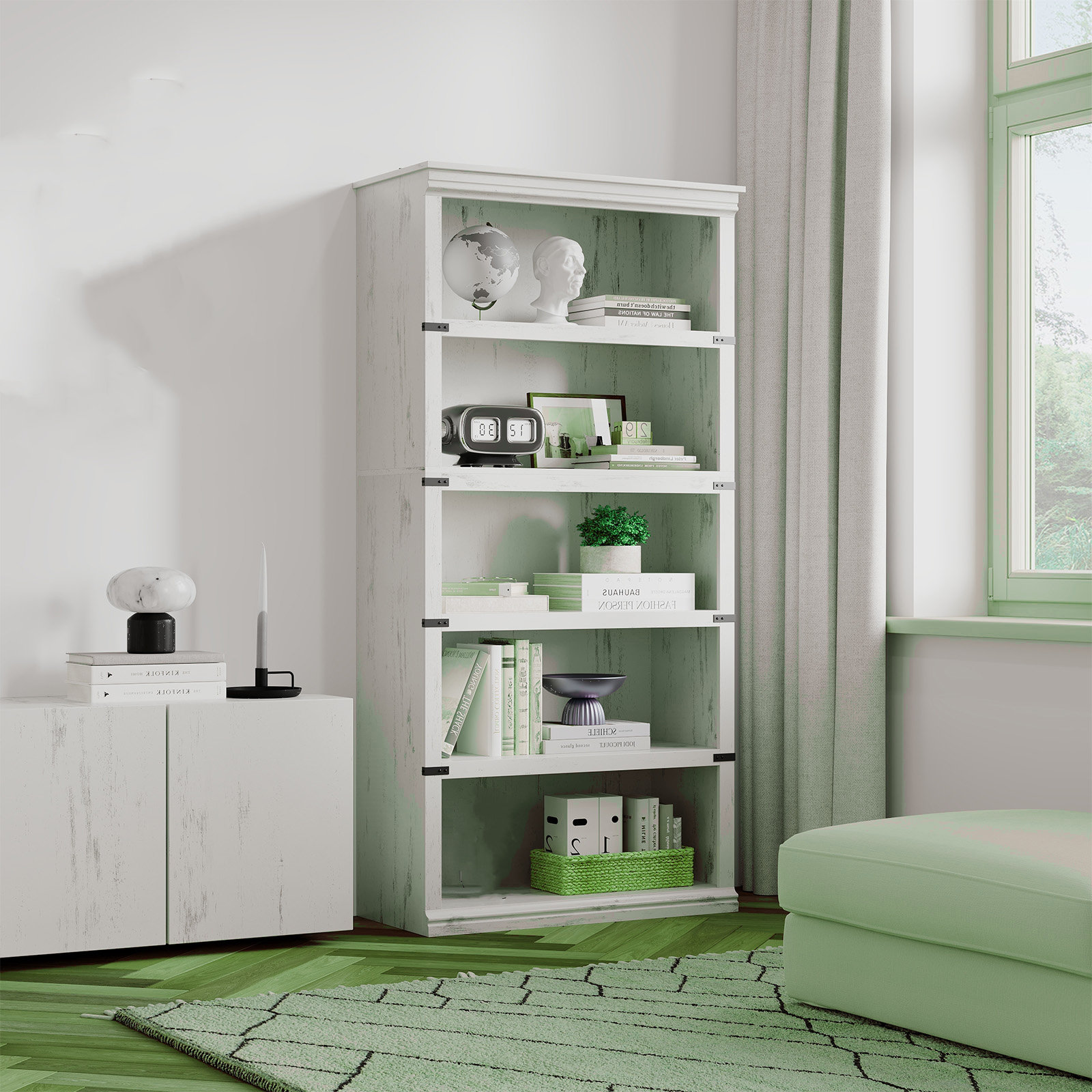 Ophelia & Co. 5 Tier Book Shelf Tall Bookshelf With Open Display ...