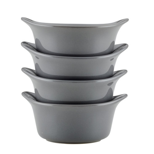 Rachael Ray Ceramics Round Ramekin Dipper Cup Set, 4 Piece, Gray | Wayfair