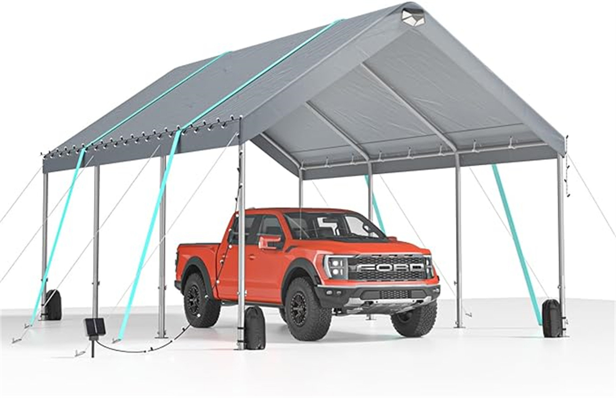 HANGZHOURUNXIN 20 Heavy Duty Carport Canopy - Extra Large Portable Car ...