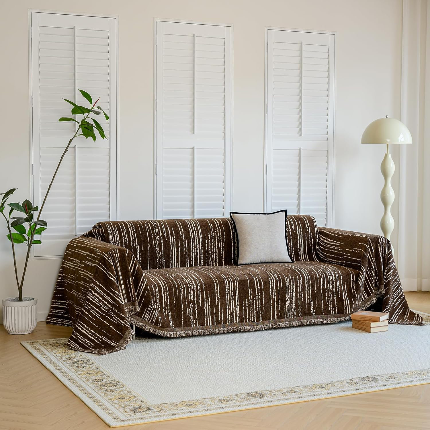 MAGBIX Modern Couch Cover Stripe Tie Dye Chic Sofa Slipcovers For 2-3 ...