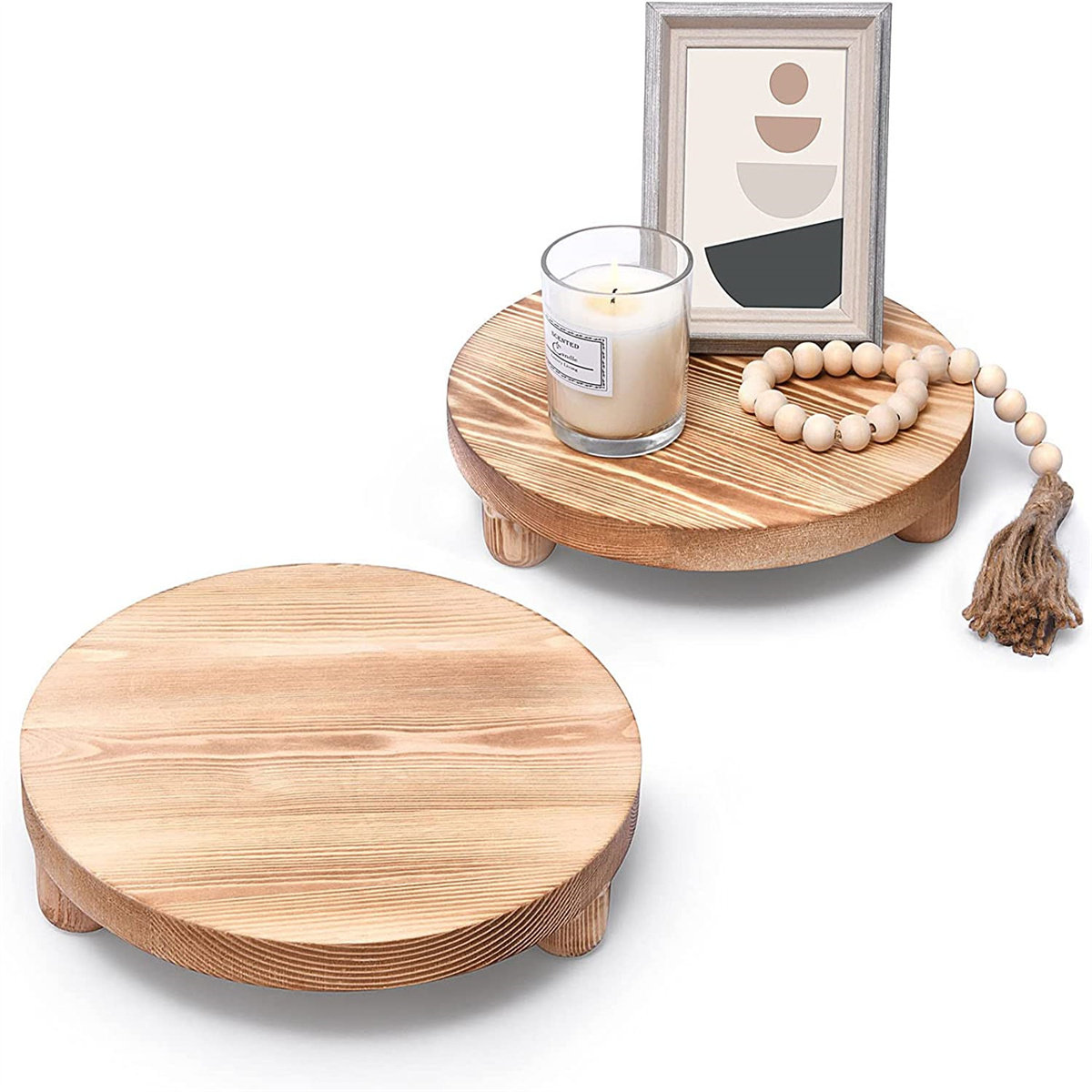 Loon Peak® Wood Risers For Decor, 10 Inch Round Wooden Pedestal Stand ...