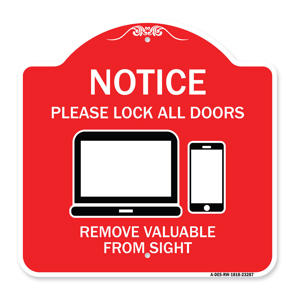Signmission Designer Series Sign - Please Lock All Doors, Remove ...