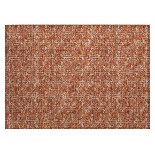 HomeRoots 2' X 3' Terra Cotta Geometric Washable Non Skid Indoor ...