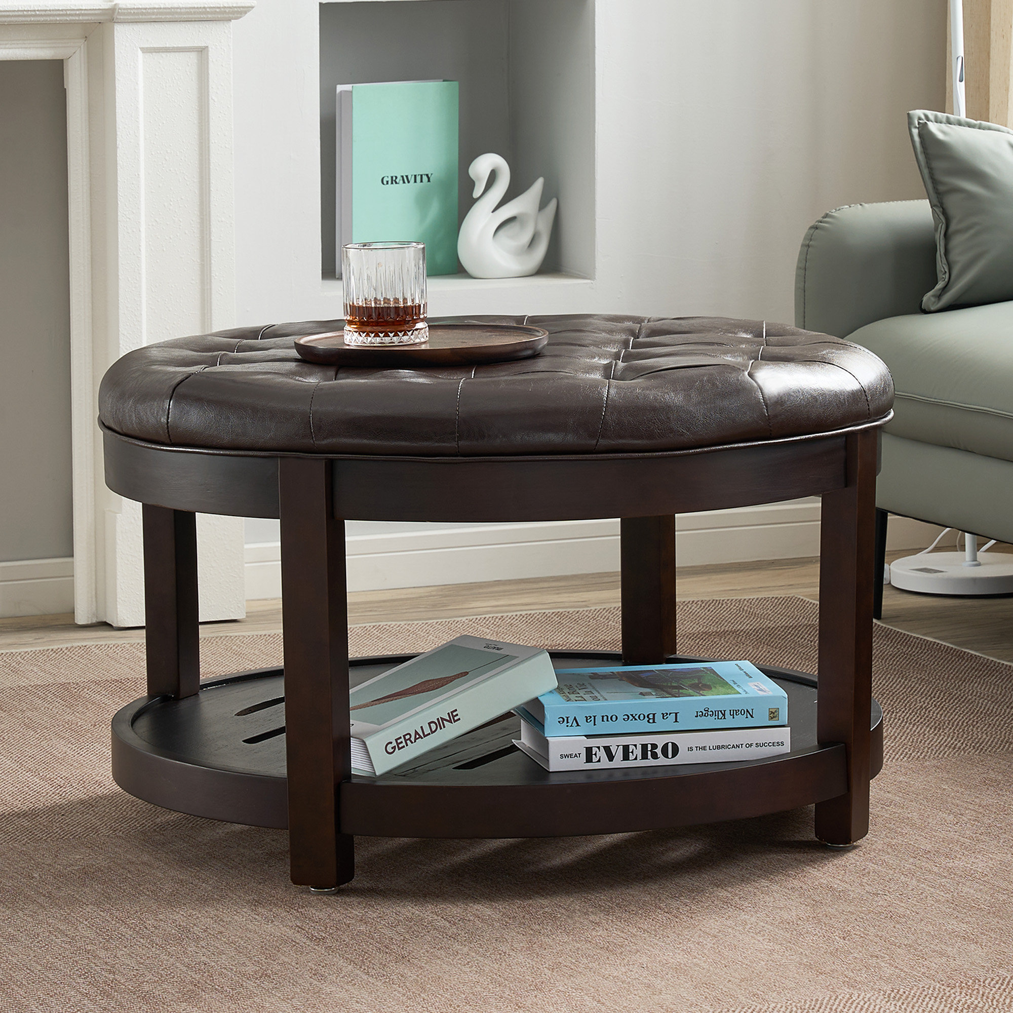 Latitude Run® Farmhouse Upholstered Storage Tufted Ottoman with Storage ...