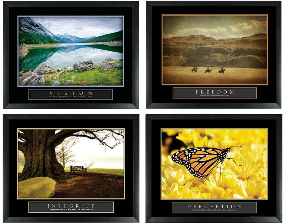 Ebern Designs Motivational Office Decor Set Of 4: Vision, Freedom ...