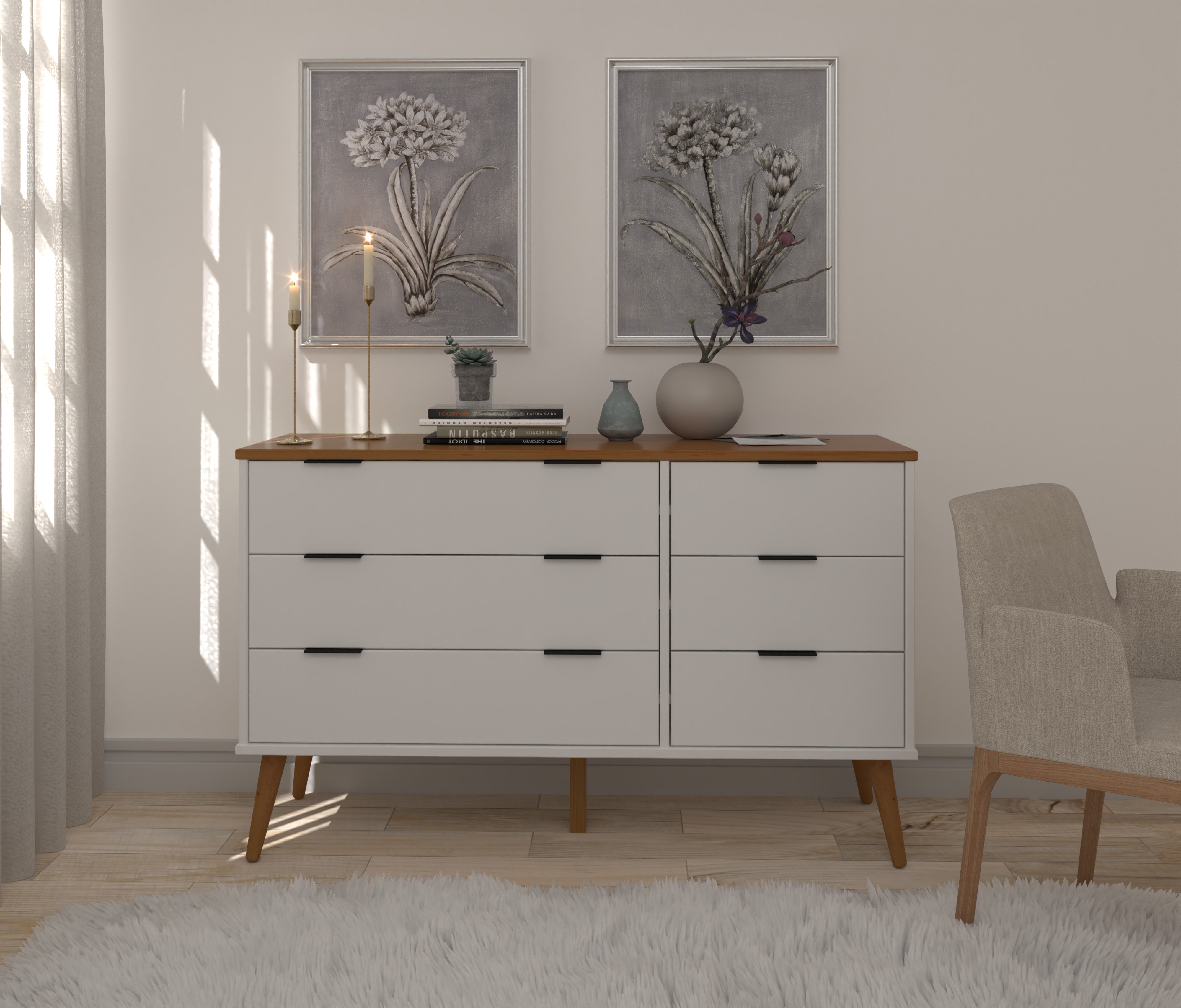 From the Tree Furniture Alice Dresser - 6 Drawer 46.85" Solid Wood ...