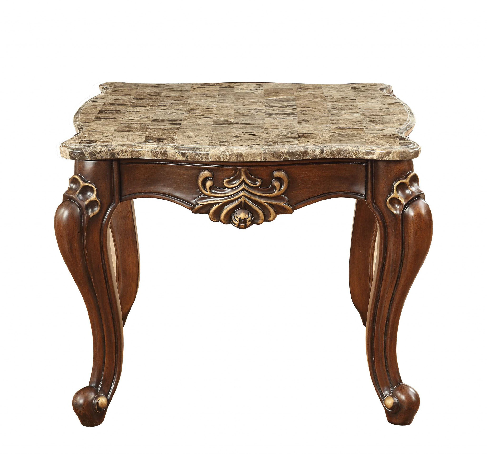 Lefancy.net Lefancy 30" X 30" X 24" Marble Walnut Wood End Table | Wayfair