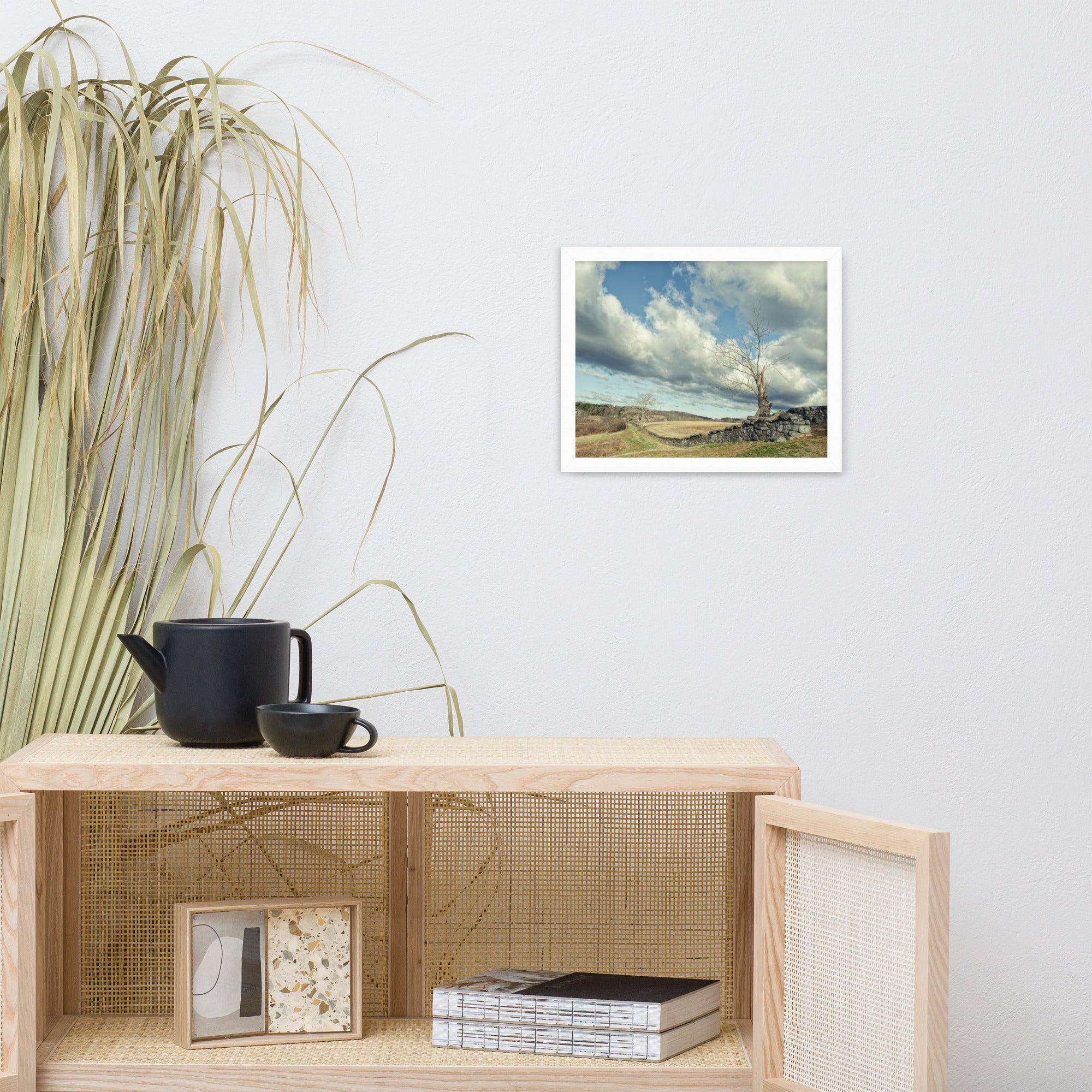 Millwood Pines Dead Tree And Stone Wall Framed On Paper Print | Wayfair