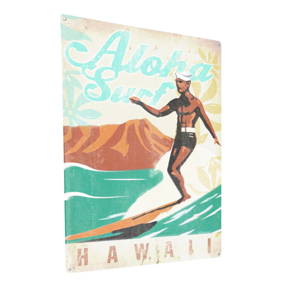 Highland Dunes Vintage Hawaii Aloha Surf Sailor On Metal Print | Wayfair