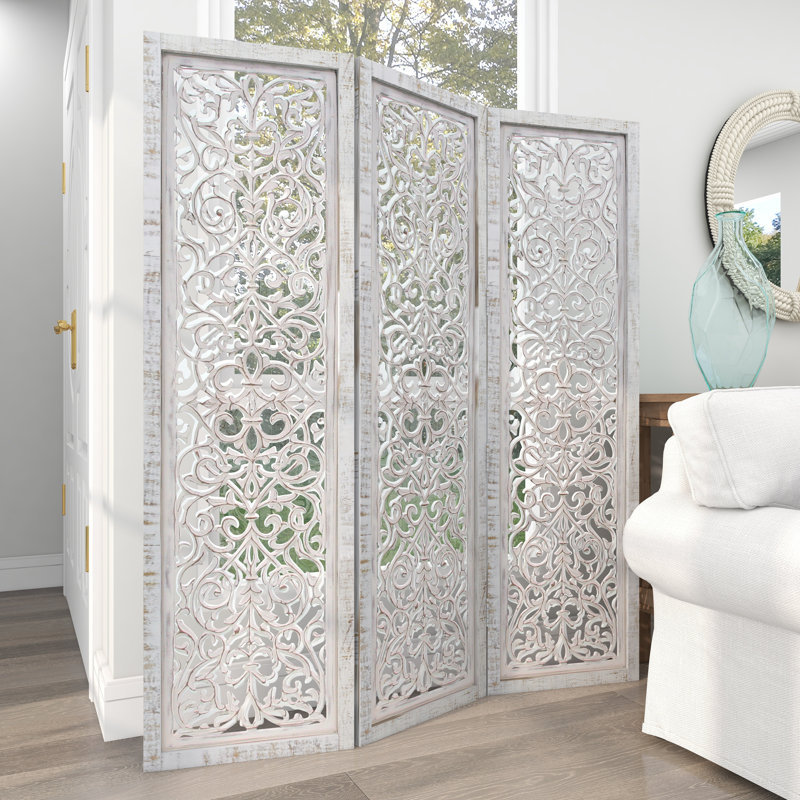 One Allium Way® Wooden Handmade Hinged Foldable Partition 3 Panel ...