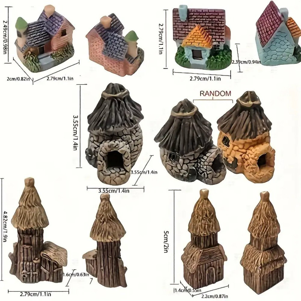 Ophelia & Co. 9Pcs Miniature Resin House Sculptures - Handcrafted Fairy ...