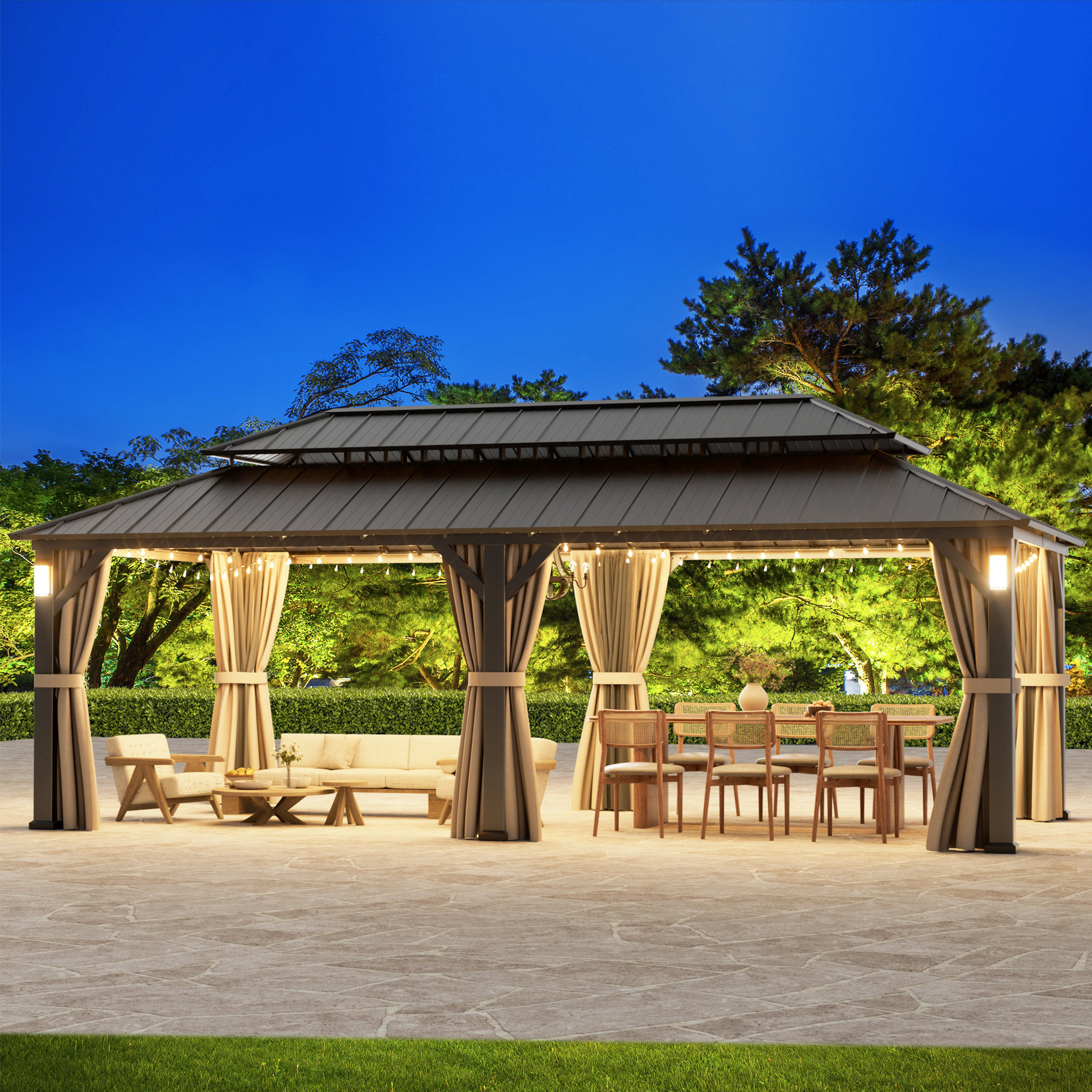 ELEVATE OUTDOORS Horizon 12' X 24' Metal Patio Outdoor Vertical 2 Tier ...