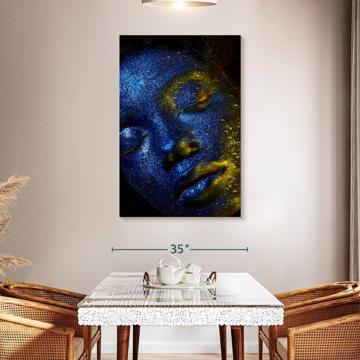 Ebern Designs Senne Blue Glitter Face Portrait | Wayfair