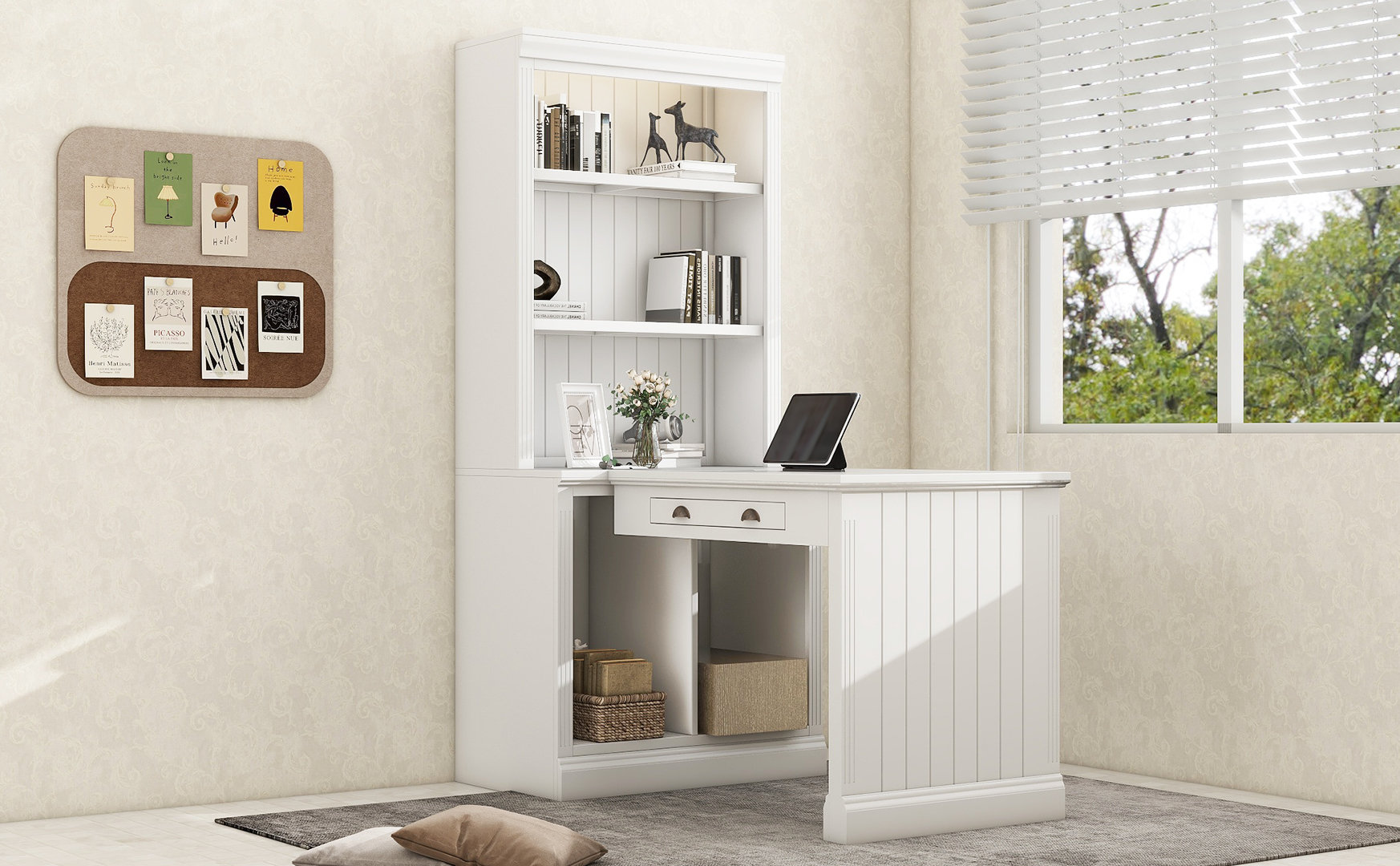 Red Barrel Studio® Arleane Standard Bookcase with Writing Desk | Wayfair