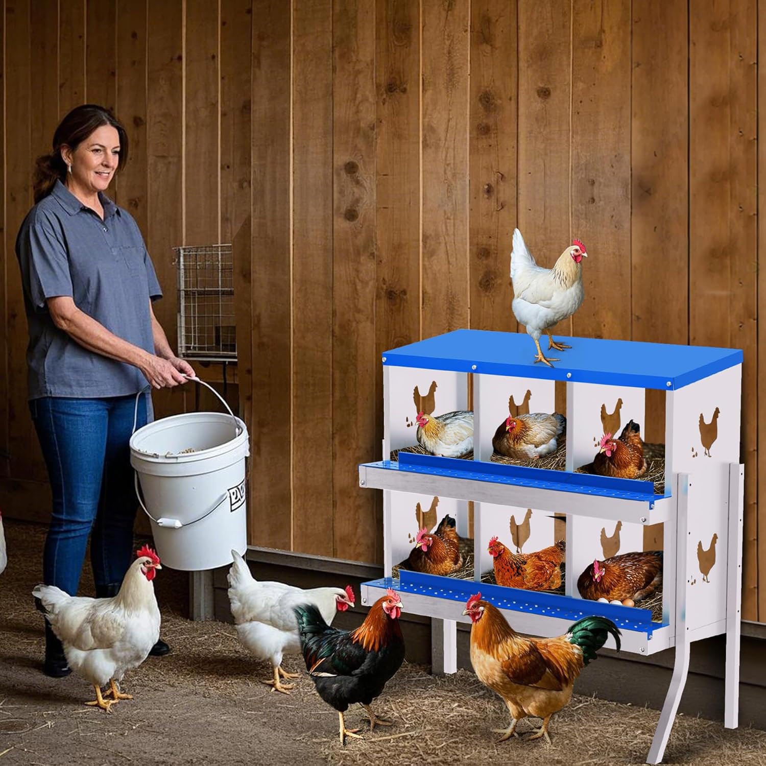gaomon Chicken Nesting Box with Removable Tray - Metal Laying Boxes for ...
