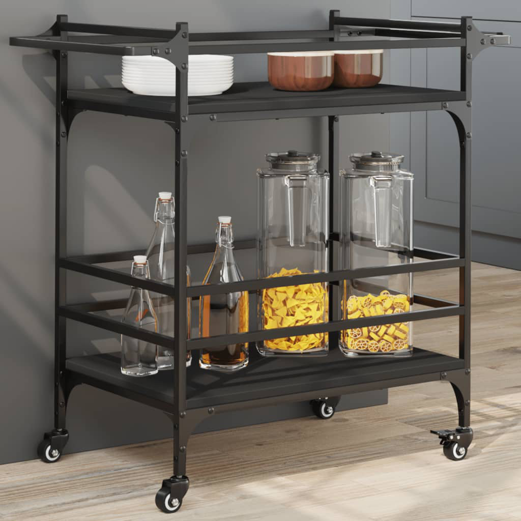 Vidaxl Kitchen Trolley Black 32.3"X15.7"X30.9" Engineered Wood | Wayfair