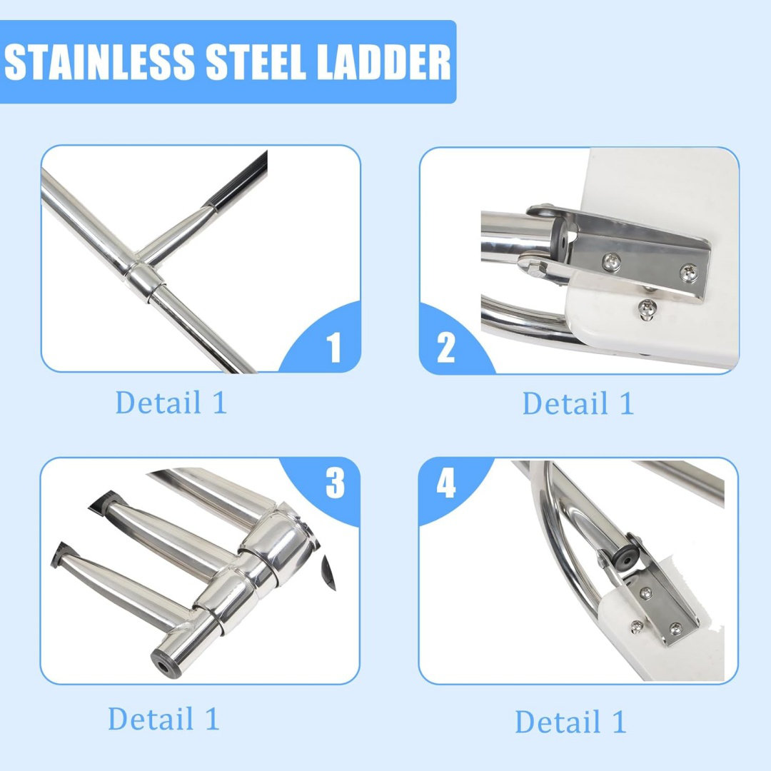 DESIGN SHOP BY SHELL Stainless Steel 3 Step In-Board Outboard Transom ...