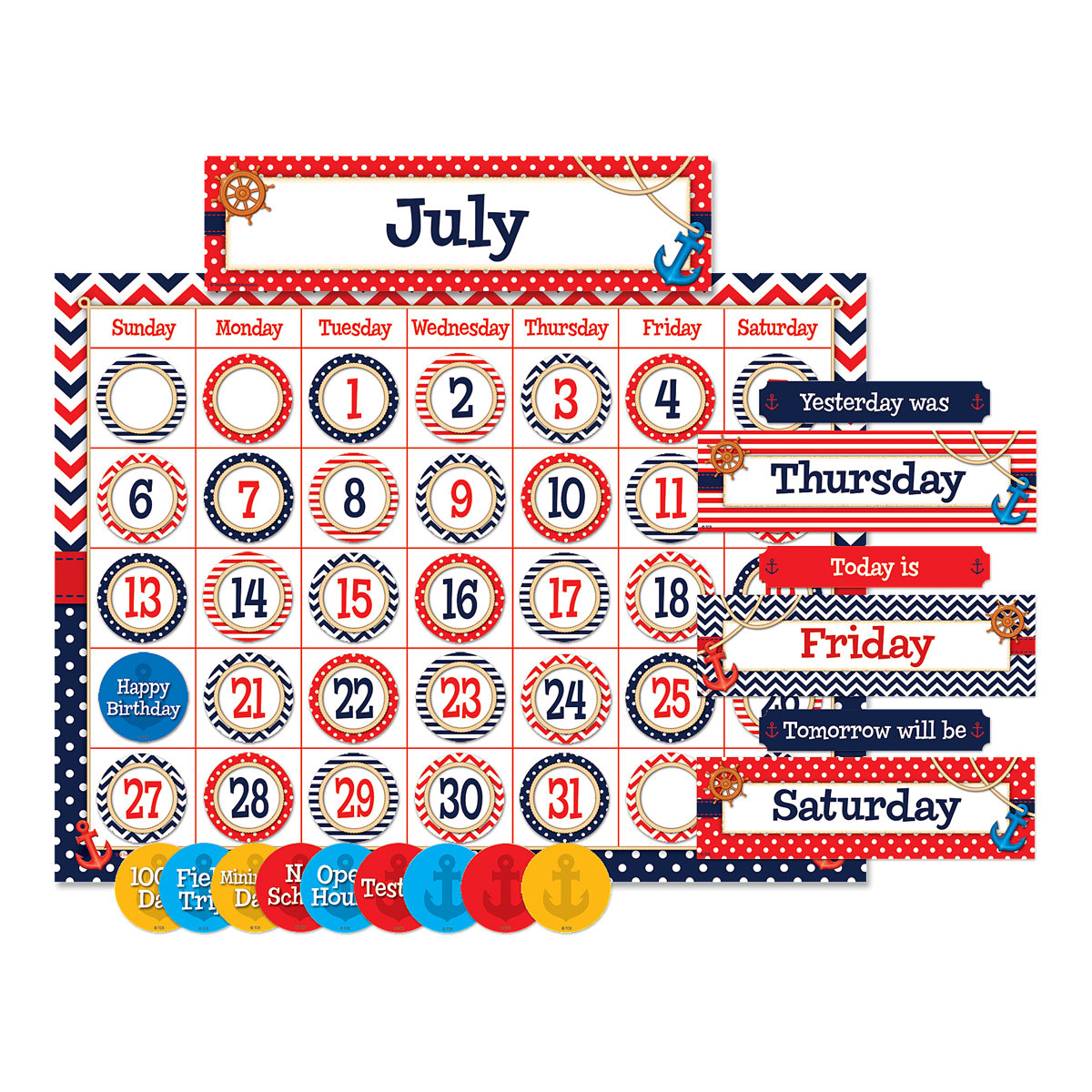 Teacher Created Resources Nautical Calendar Bulletin Board Display Set ...