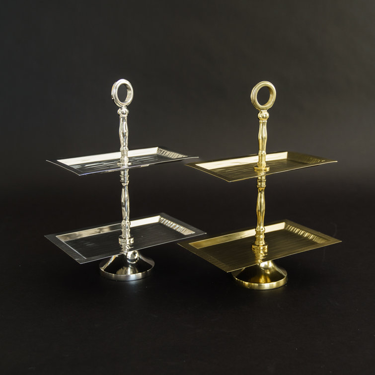 Rosdorf Park Silver 2-Tier Rectangle Cake/Desert Stand - Wayfair Canada
