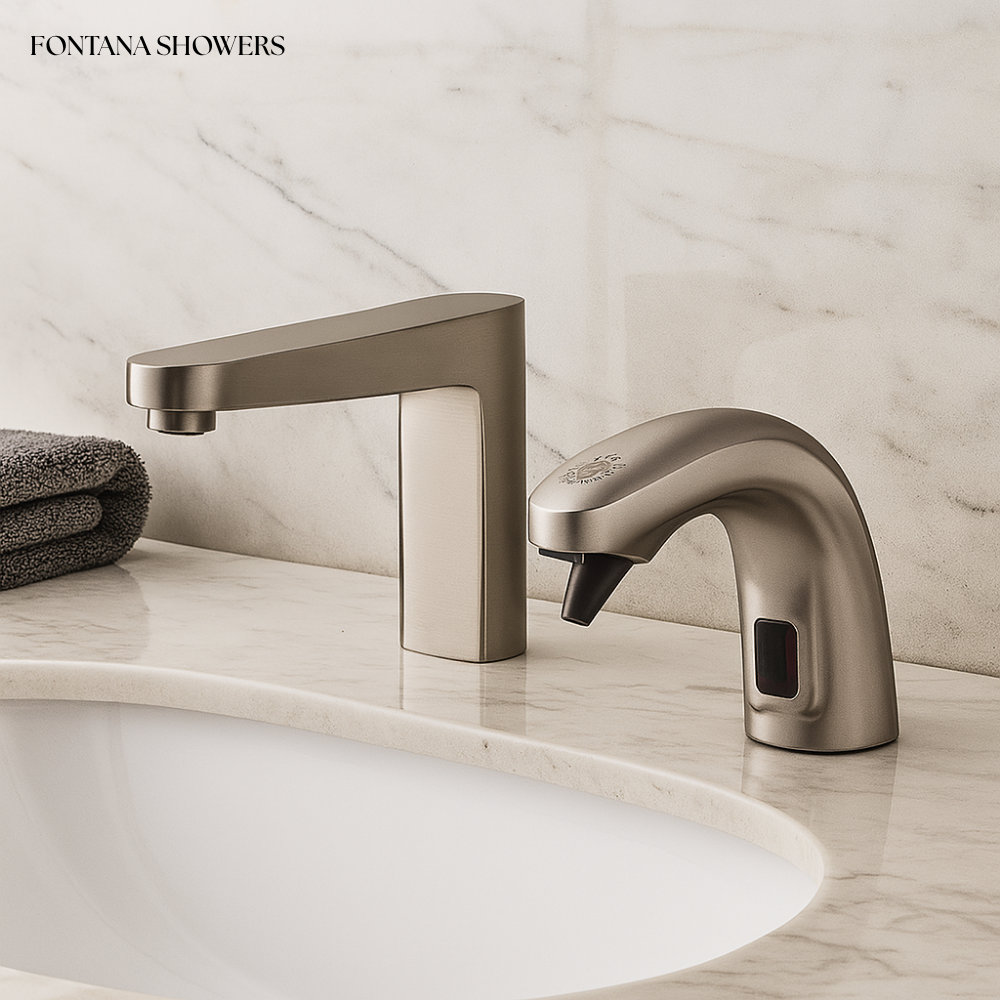 FontanaShowers Touchless Basin Automatic Commercial Brushed Gold Faucet ...