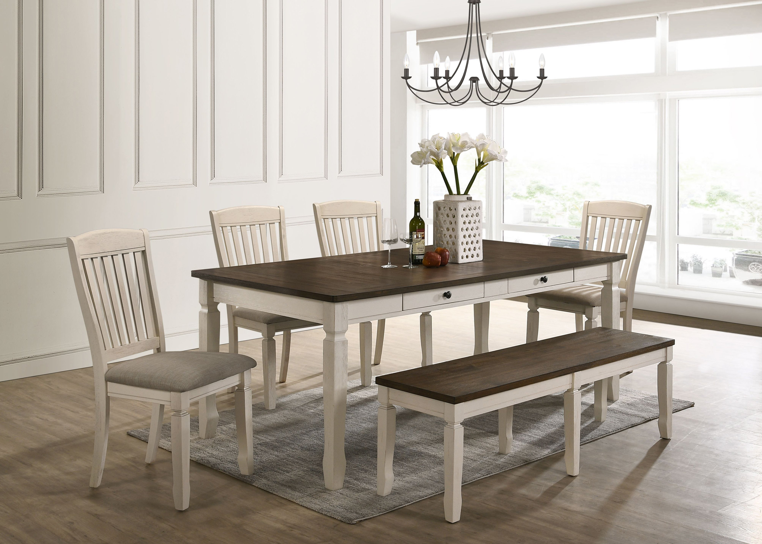August Grove® Arjane Upholstered Side Chair in Tan and Cream (Set of 2 ...
