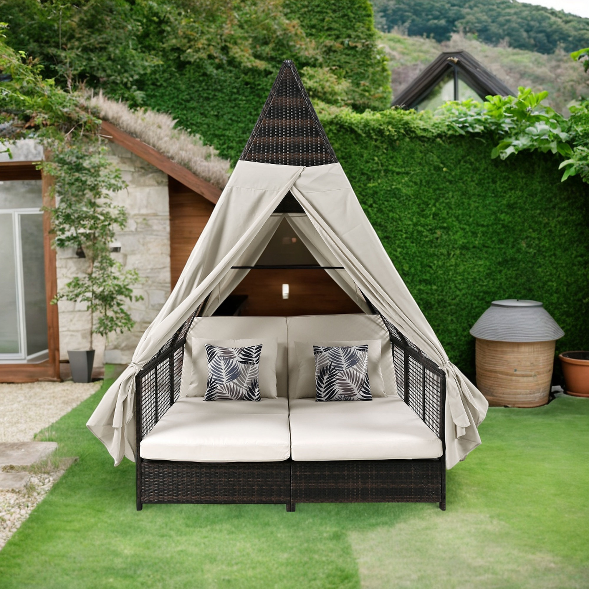 Red Barrel Studio Birdia 80'' Wide Outdoor Rectangle Patio Daybed with ...