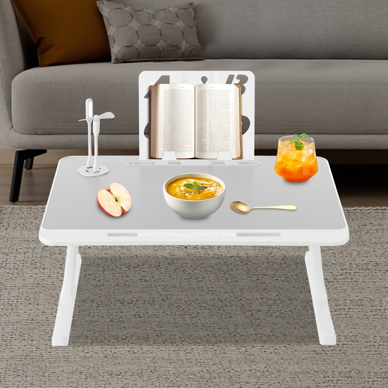 Inbox Zero Foldable Laptop Table Rectangular Bed Laptop Table Desk ...