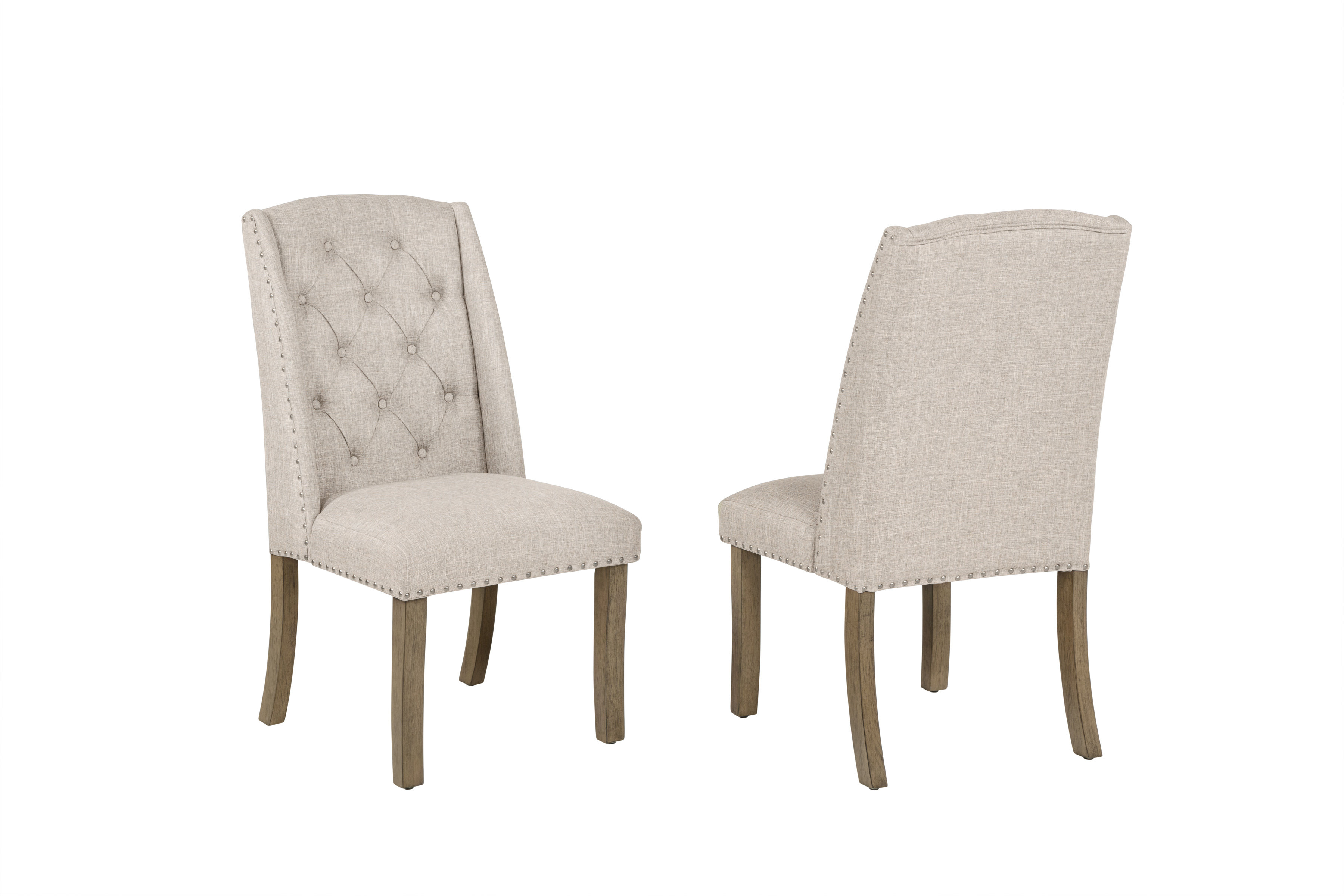 Rosalind Wheeler Wing Back Button Tufted Dining Chairs With Nailhead ...
