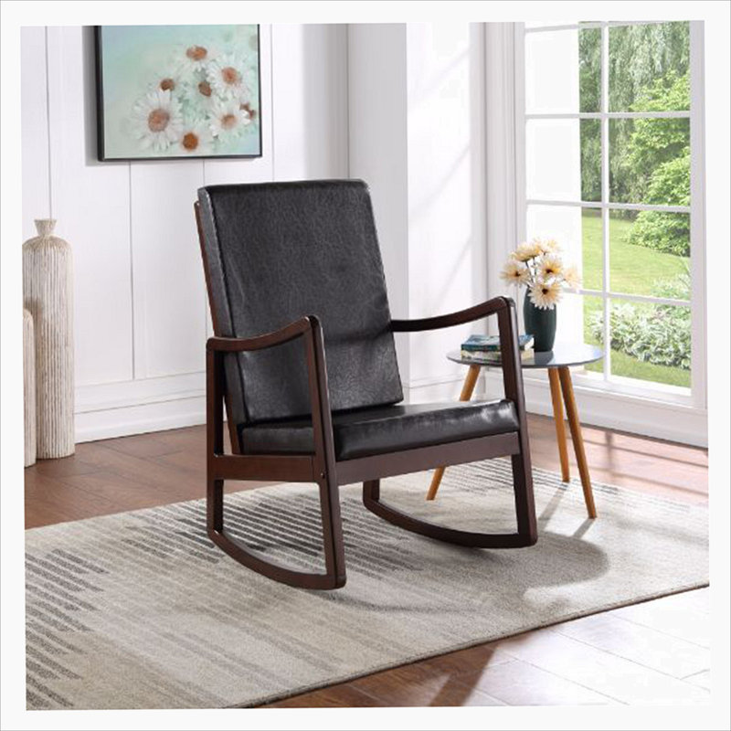 Corrigan Studio® Rocking Chair,PU & Espresso Finish | Wayfair