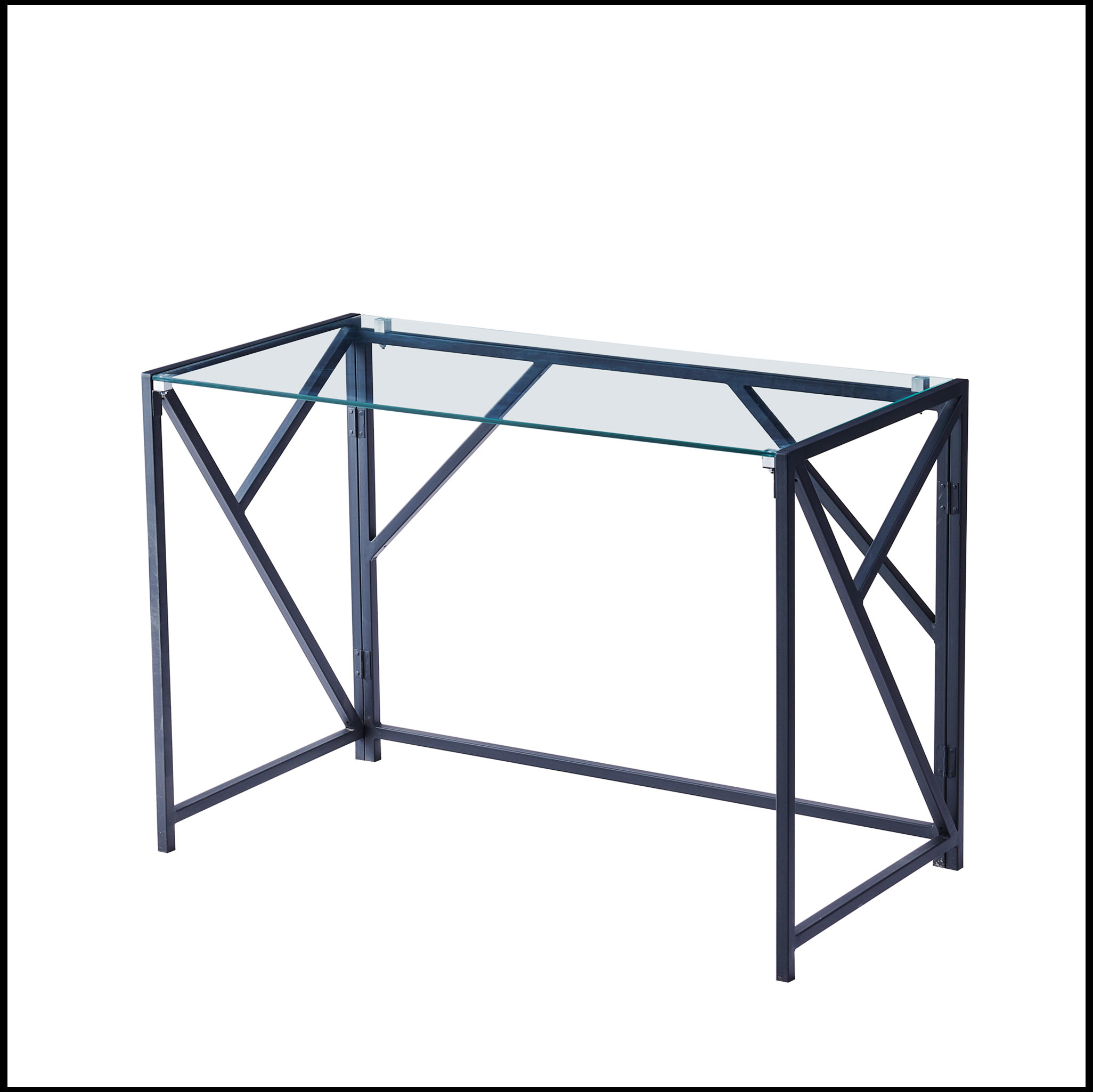 Orren Ellis Tempered Clear Glass Computer Desk, Laptop Desk Transparent ...