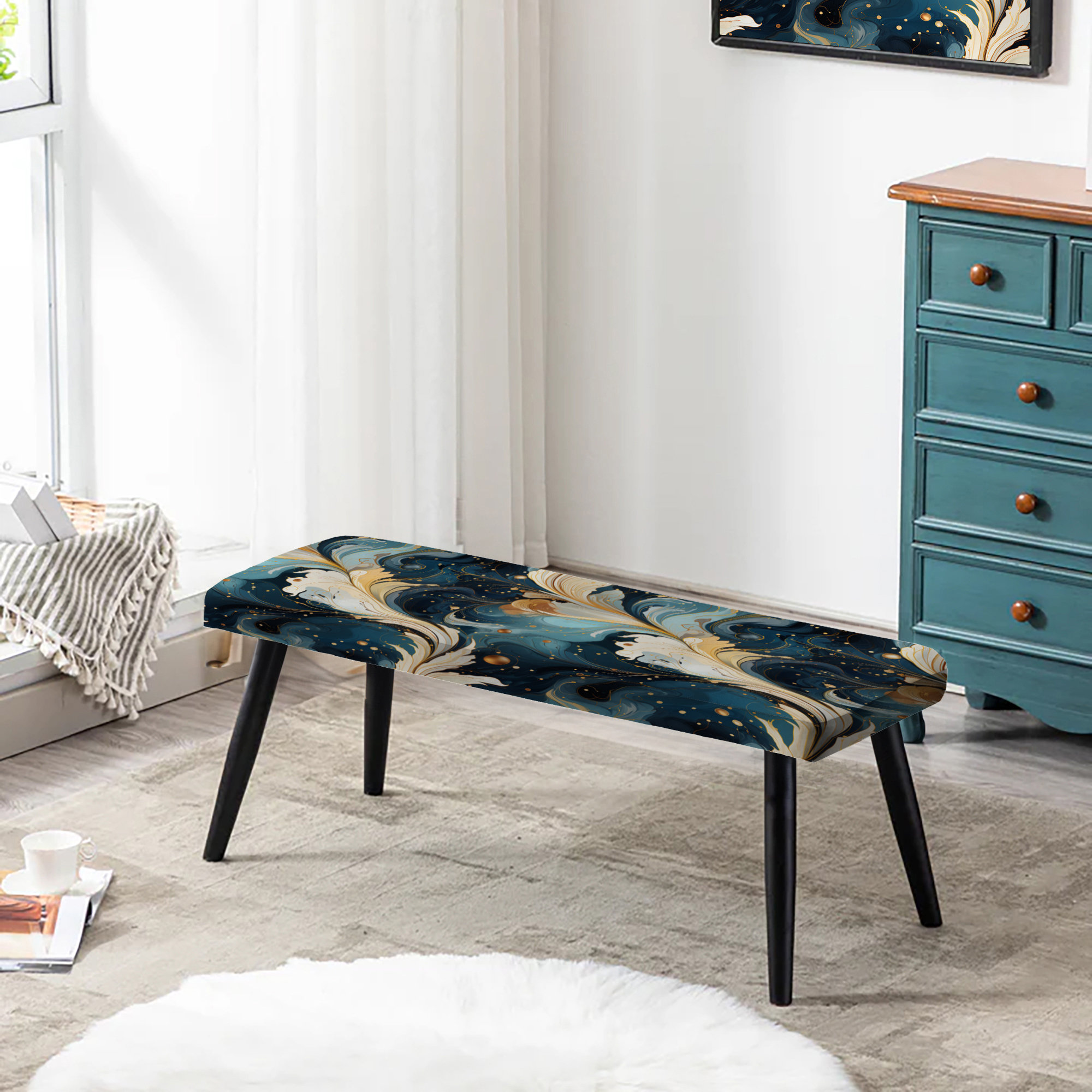 Design Art Beige Cosmic Marble Elegant Whirls - Marble Upholstered ...
