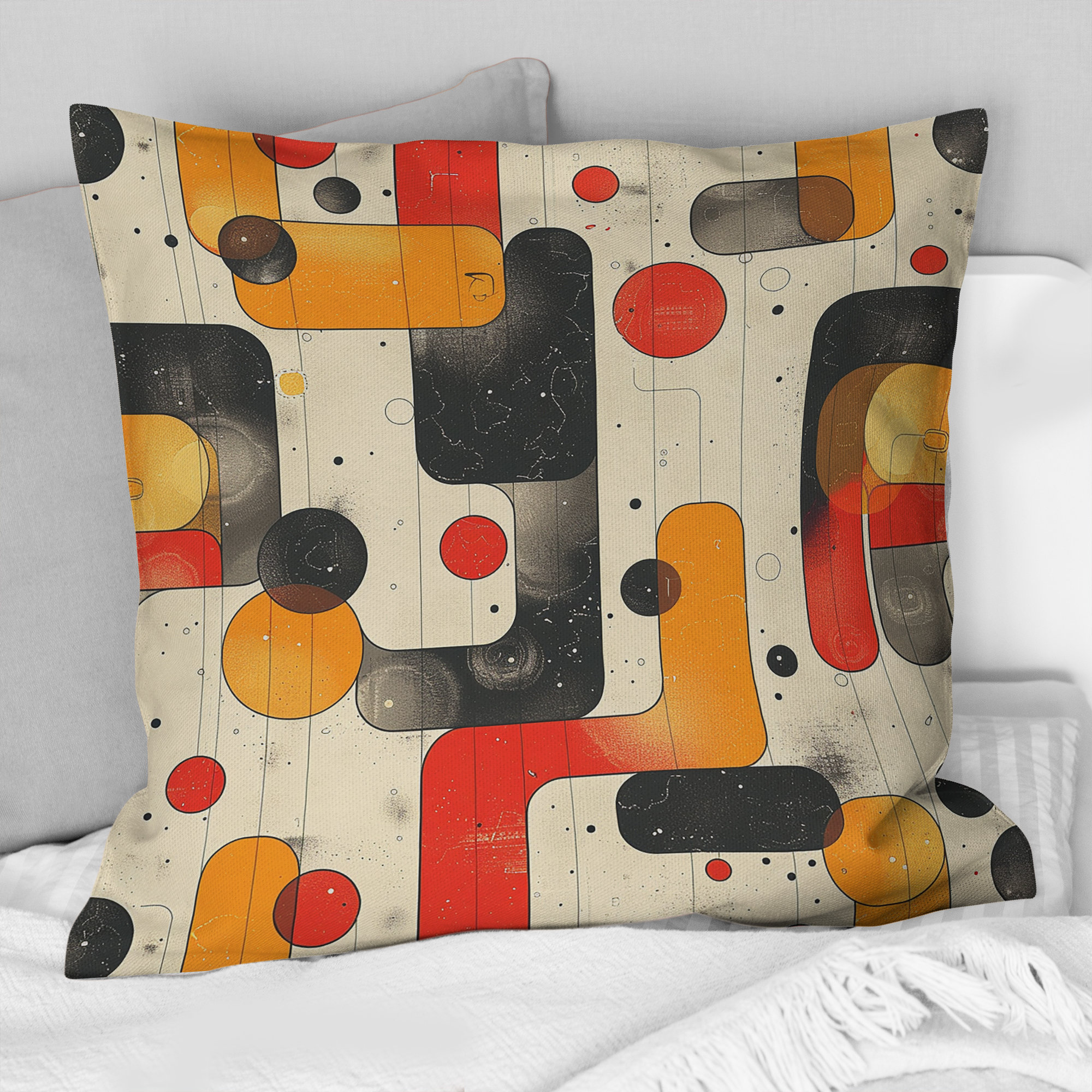 Design Art Yellow Midcentury Geometric Shapes - Midcentury Throw Pillow ...