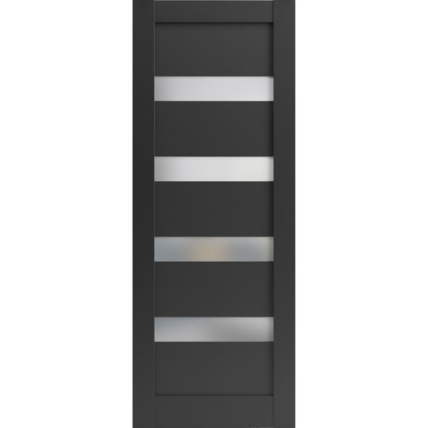 SARTODOORS Quardo Frosted Glass Paneled Wood Standard Black Door Slab ...