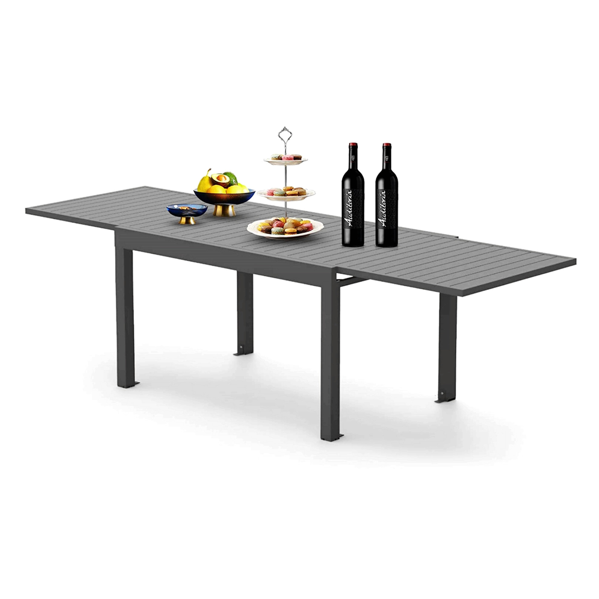 Latitude Run® Large Extendable Patio Dining Table, Aluminum Metal ...