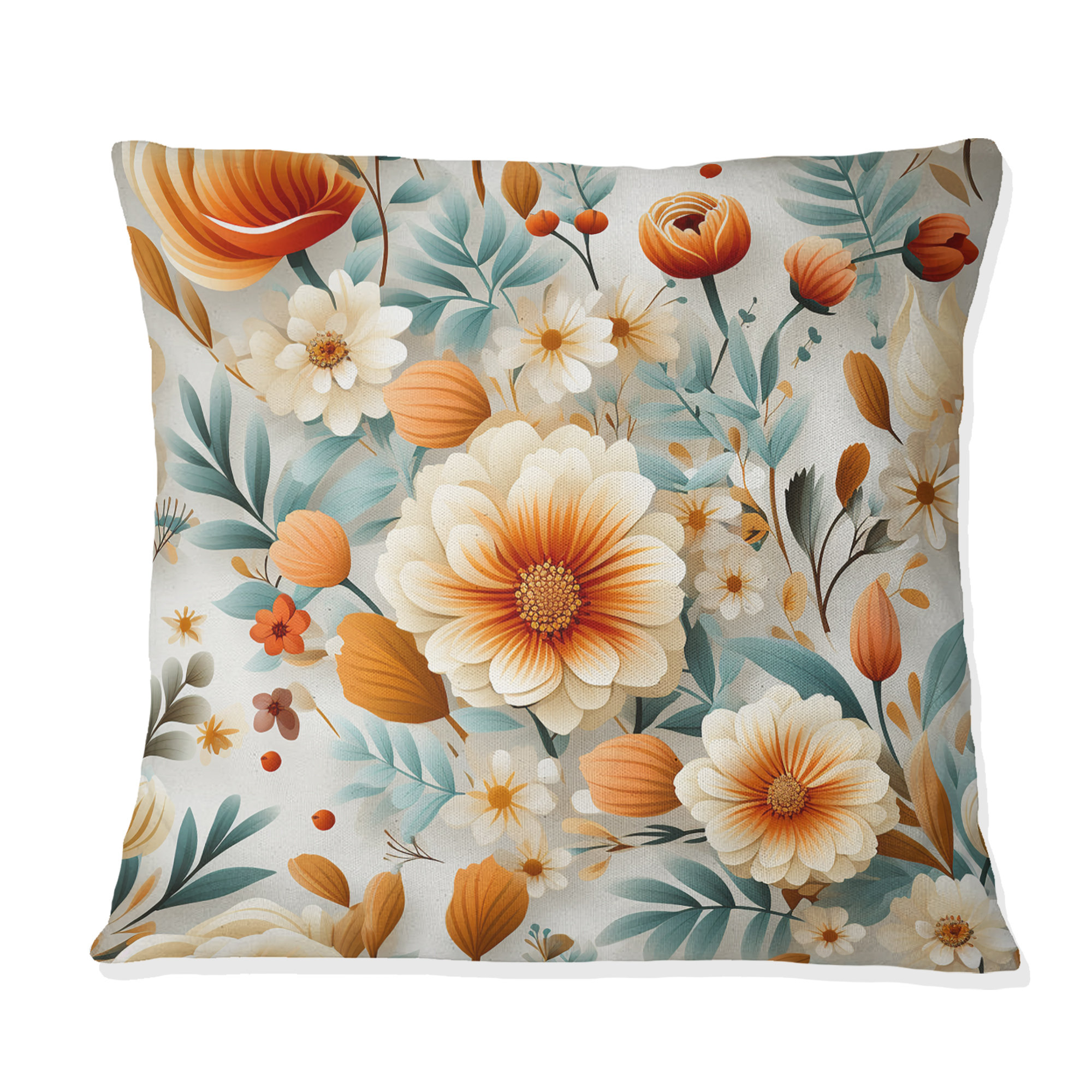Design Art Orange Poppies Garden Serenety - Floral Printed Throw Pillow ...