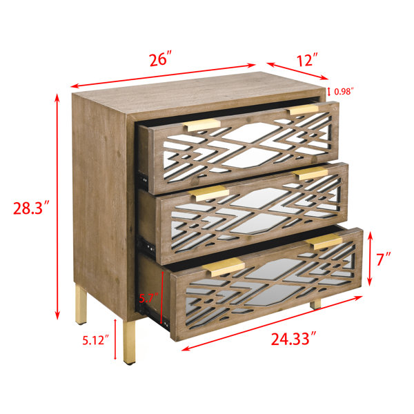 Mercer41 Iron 3 - Drawer Square Accent Chest | Wayfair