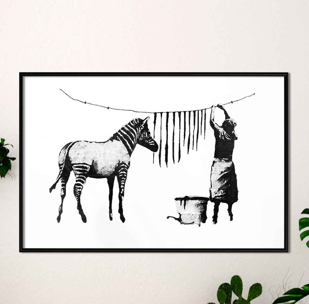 East Urban Home Banksy Washing Zebra Stripes - Single Picture Frame ...