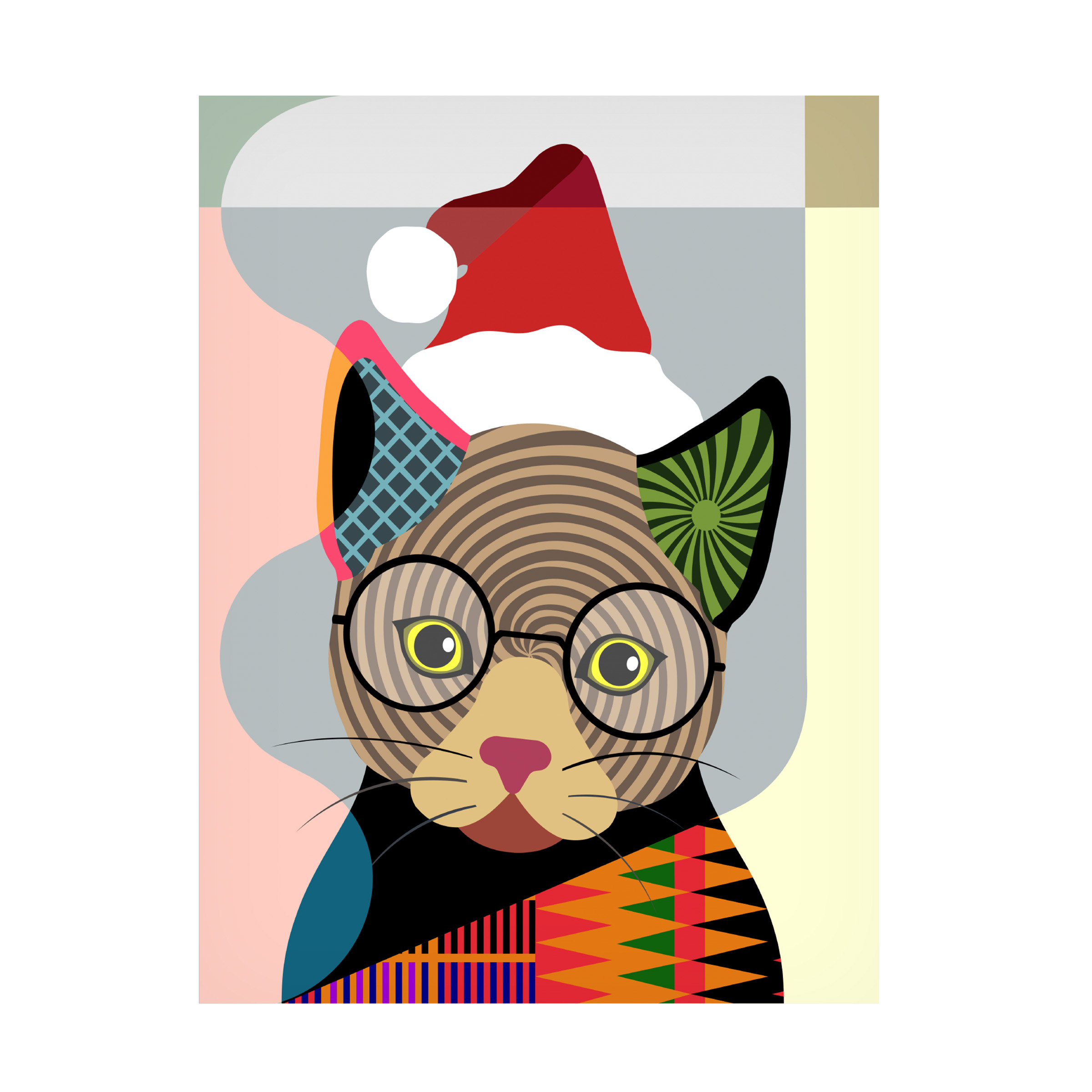 The Holiday Aisle® Santa Kitty On Canvas by Lanre Adefioye Painting ...