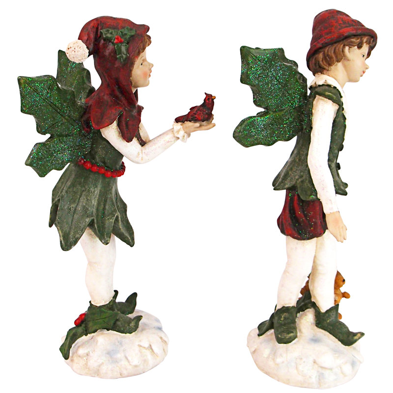 Design Toscano 2 Piece Santa's Victorian Holly Elves Figurine Set ...