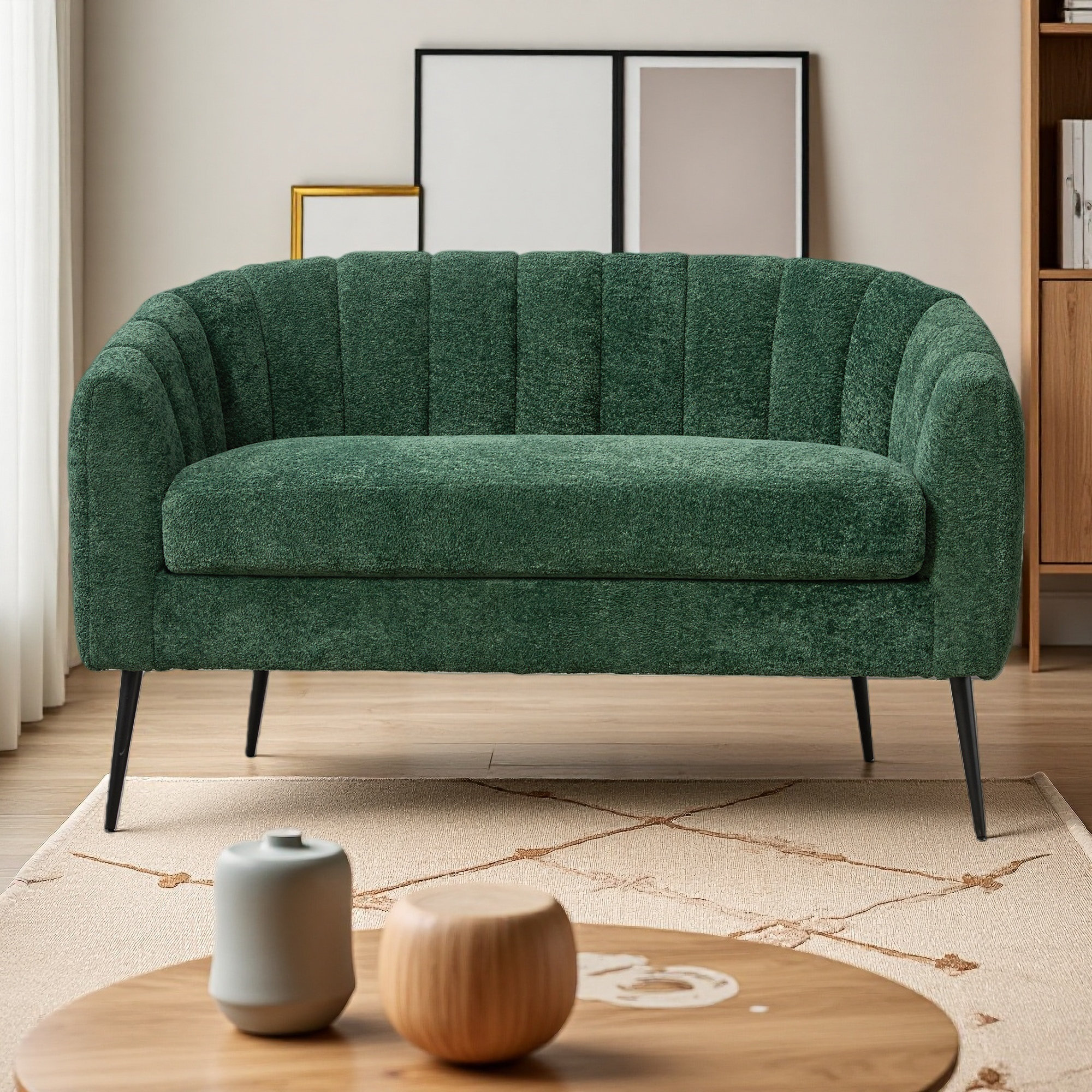 George Oliver 50.2'' Wide Upholstered Chenille Mini Loveseat Accent ...