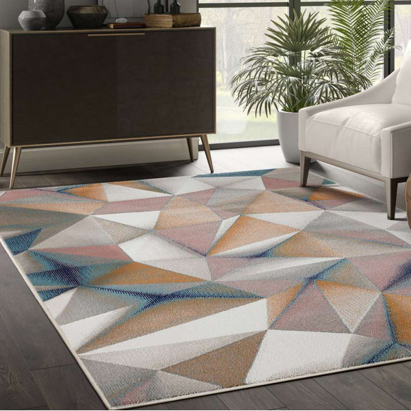 Corrigan Studio® Jenifry Geometric Beige/Blue/Orange Area Rug & Reviews ...