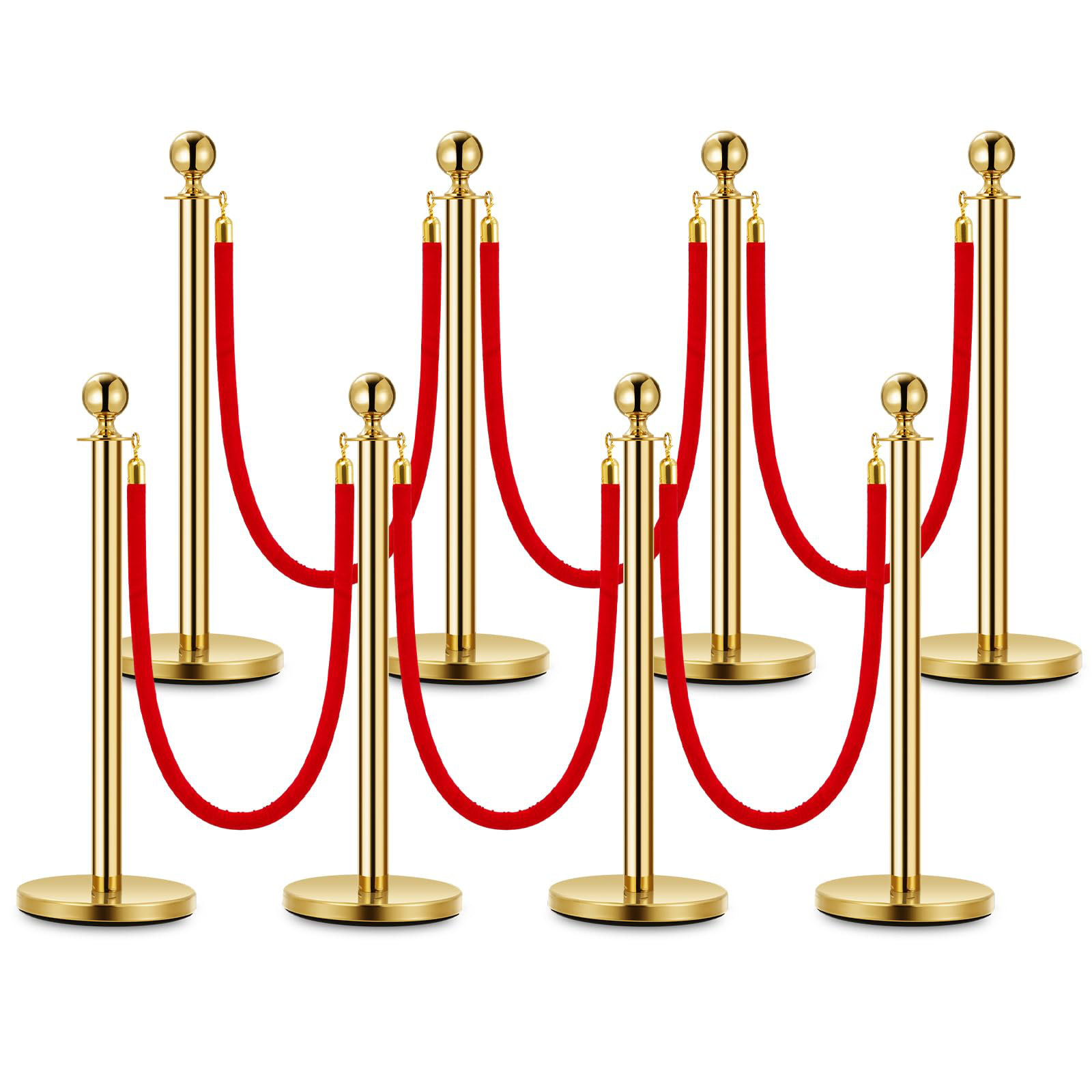 LumiParty Gold Stanchion Posts Set with 5 ft Stainless Steel Crowd ...